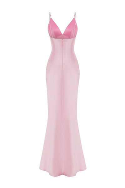 Satin maxi dress light pink 0X290 – RASARIO